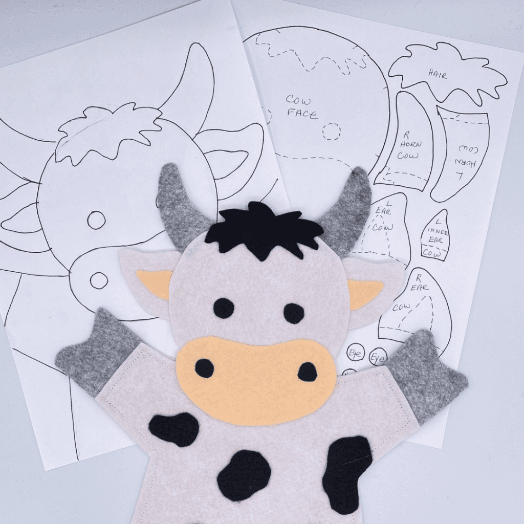 Cow Hand Puppet Pattern, PDF Pattern for Hand Puppet, Puppet Sewing ...