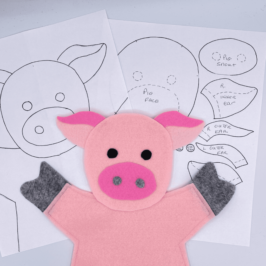 Pig Hand Puppet Pattern, PDF Pattern for Hand Puppet, Puppet Sewing ...
