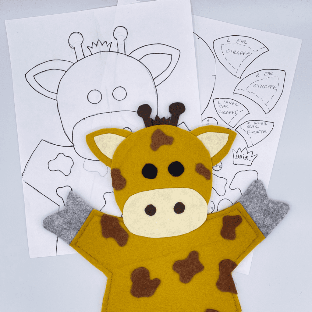 Giraffe Hand Puppet Pattern, PDF Pattern for Hand Puppet, Puppet Sewing ...