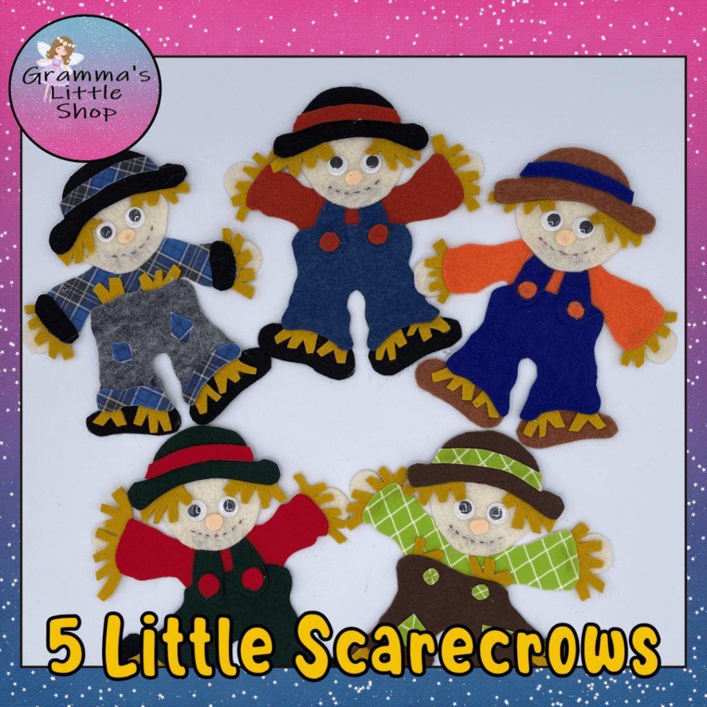 5 Little Scarecrows Felt Story Pattern, Paint Stick Puppet Pattern ...