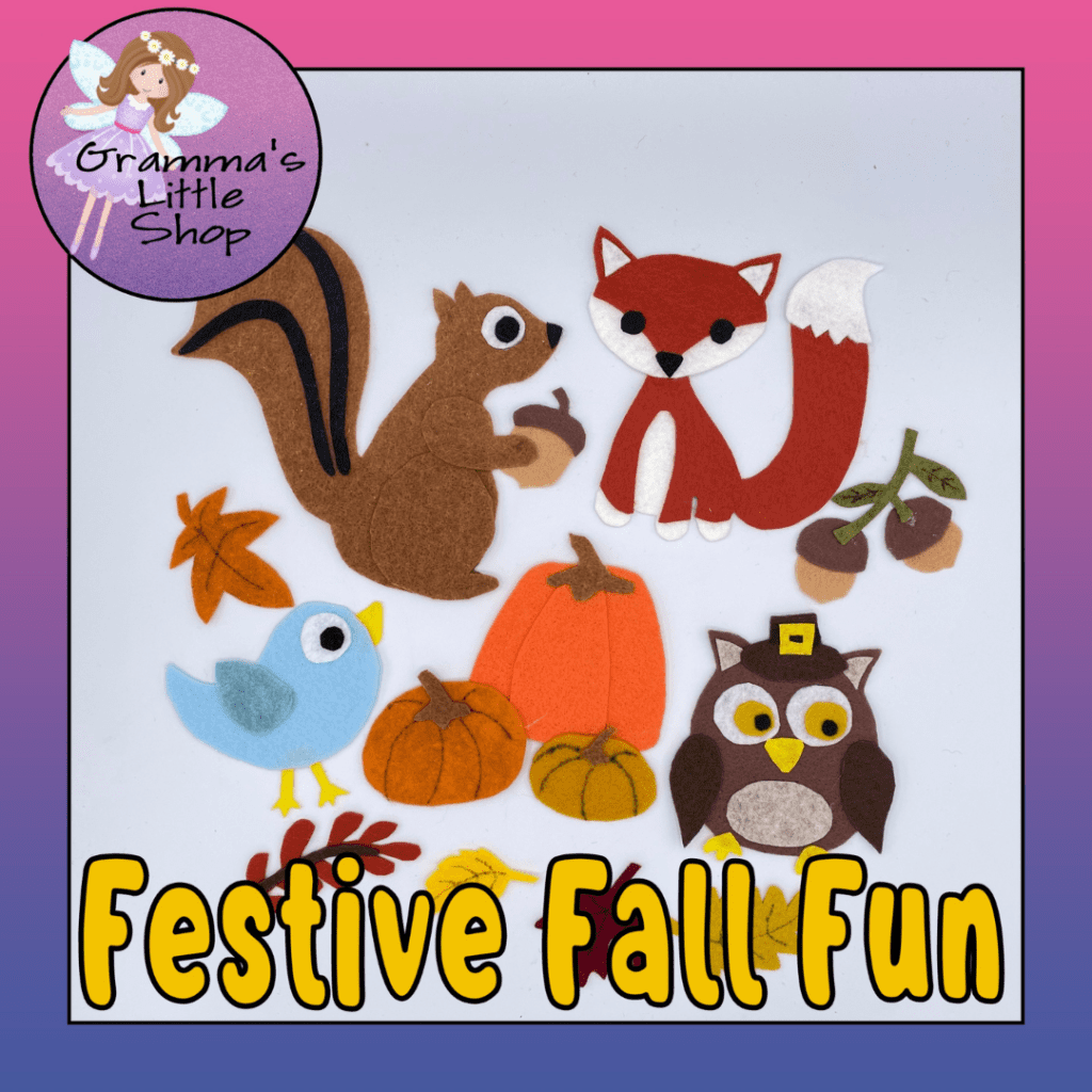 Festive Fall Felt Board Pattern: Whimsical Chipmunk, Owl, Fox, and Bird ...