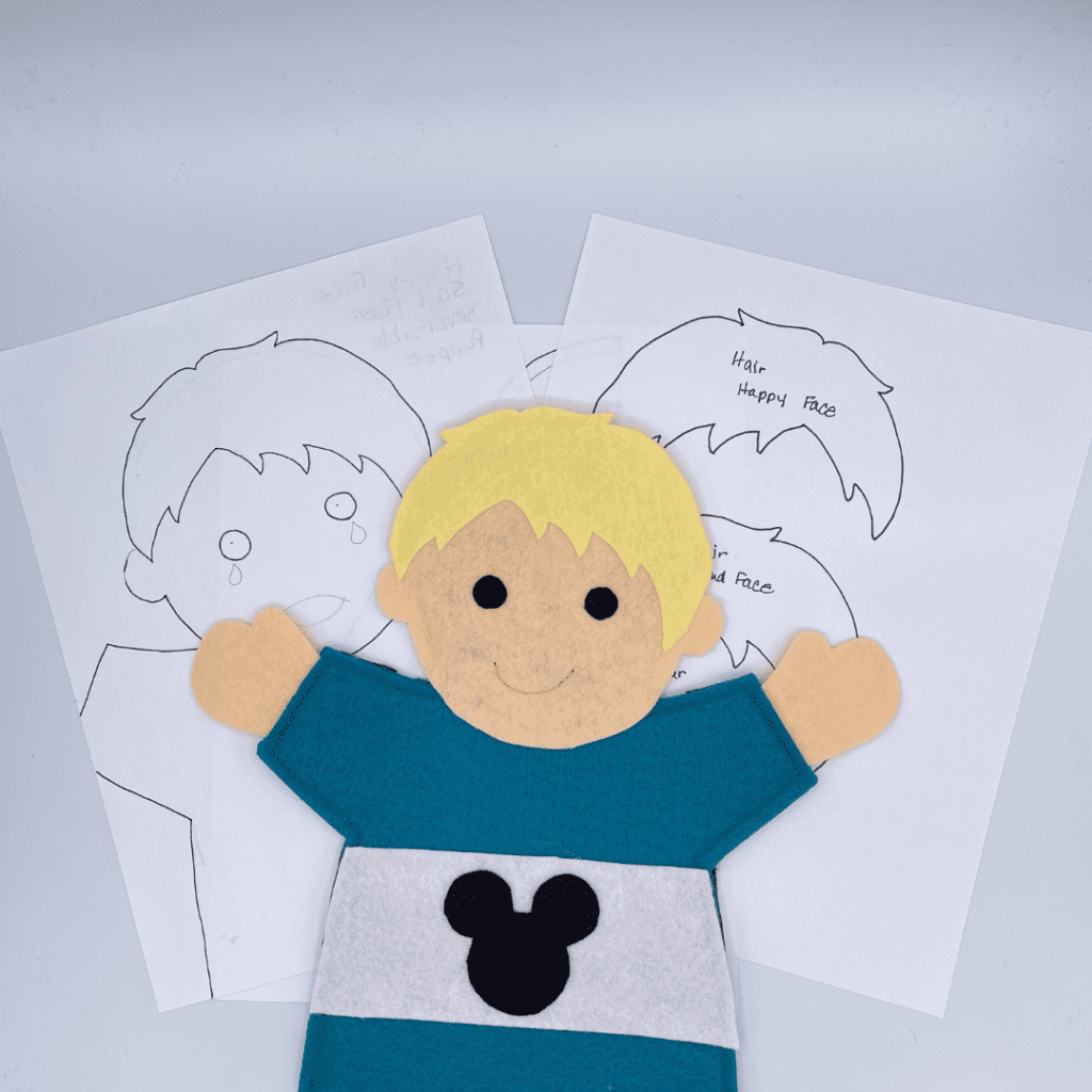 Happy Face, Sad Face Reversible Boy Hand Puppet Pattern | Teaching in ...