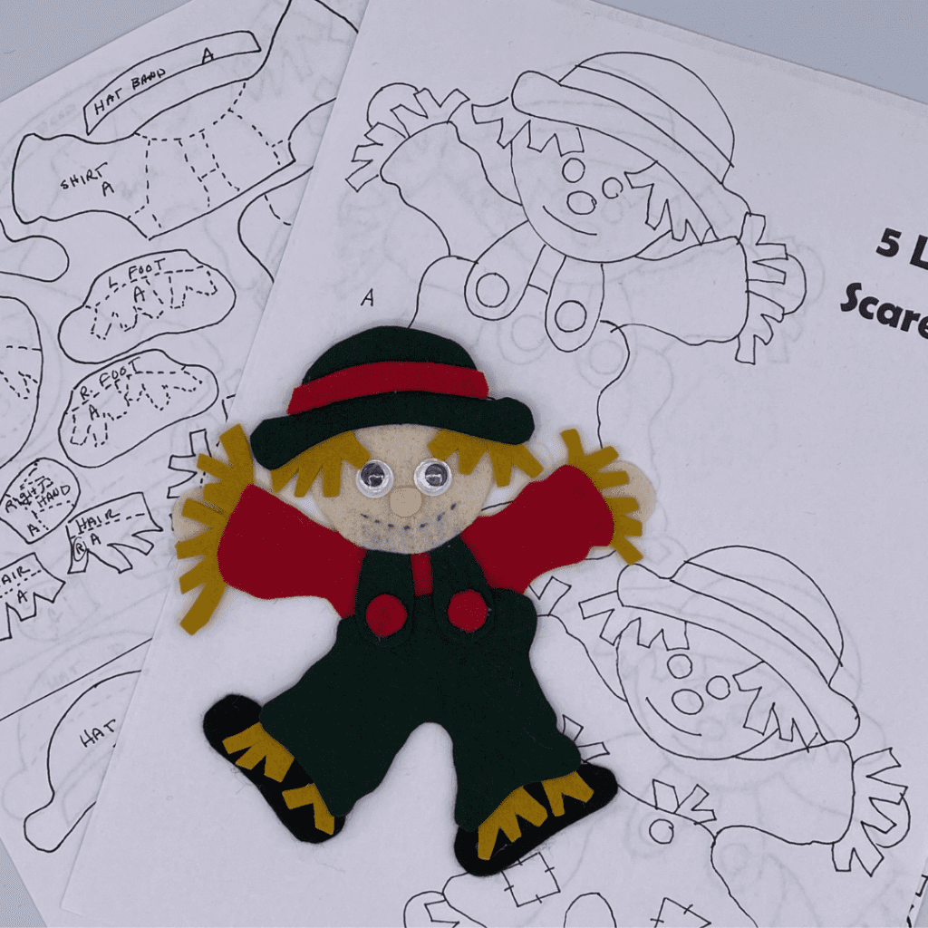 5 Little Scarecrows Felt Story Pattern, Paint Stick Puppet Pattern ...