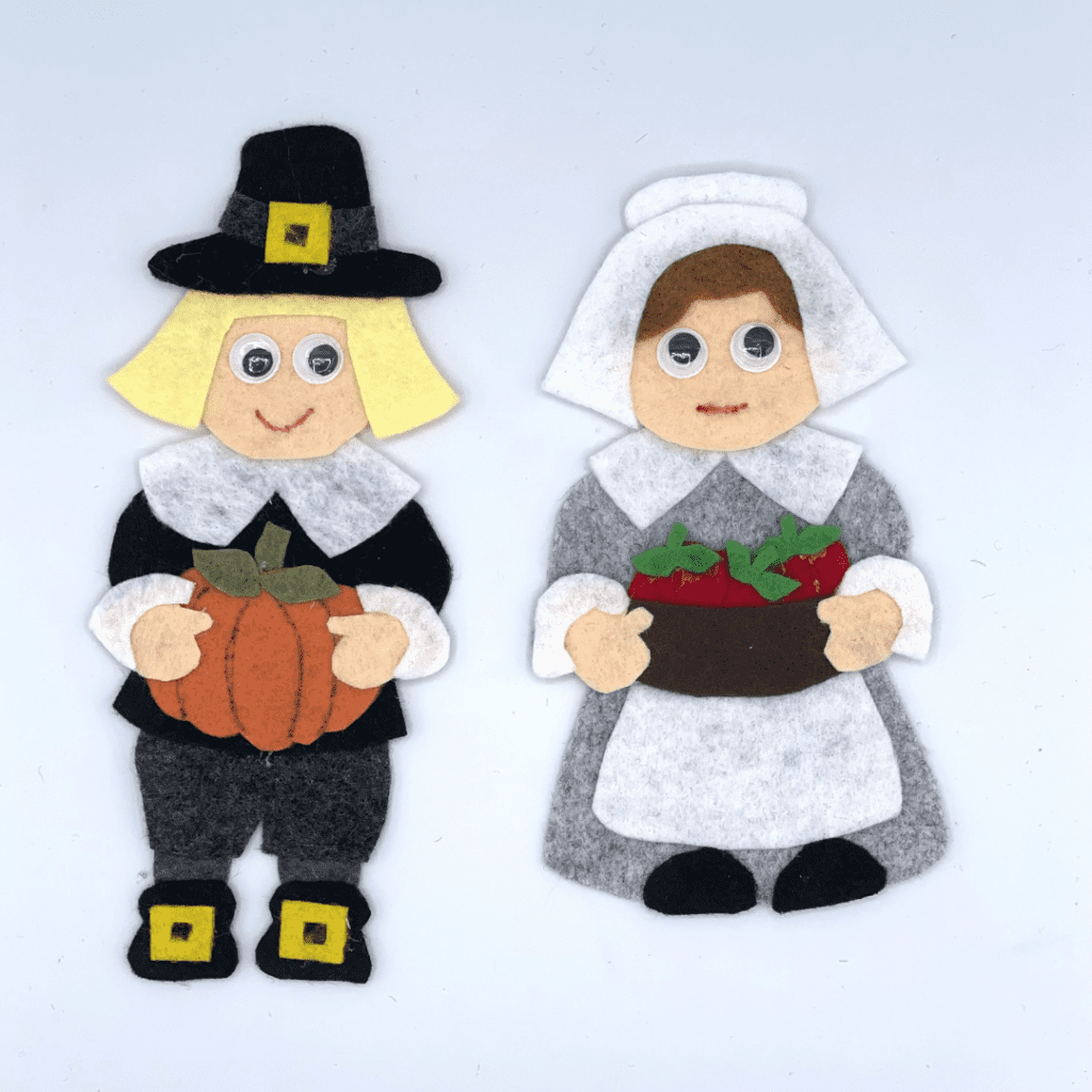Pilgrims, Pumpkins & Scarecrow Autumn Harvest Felt Board Pattern for ...