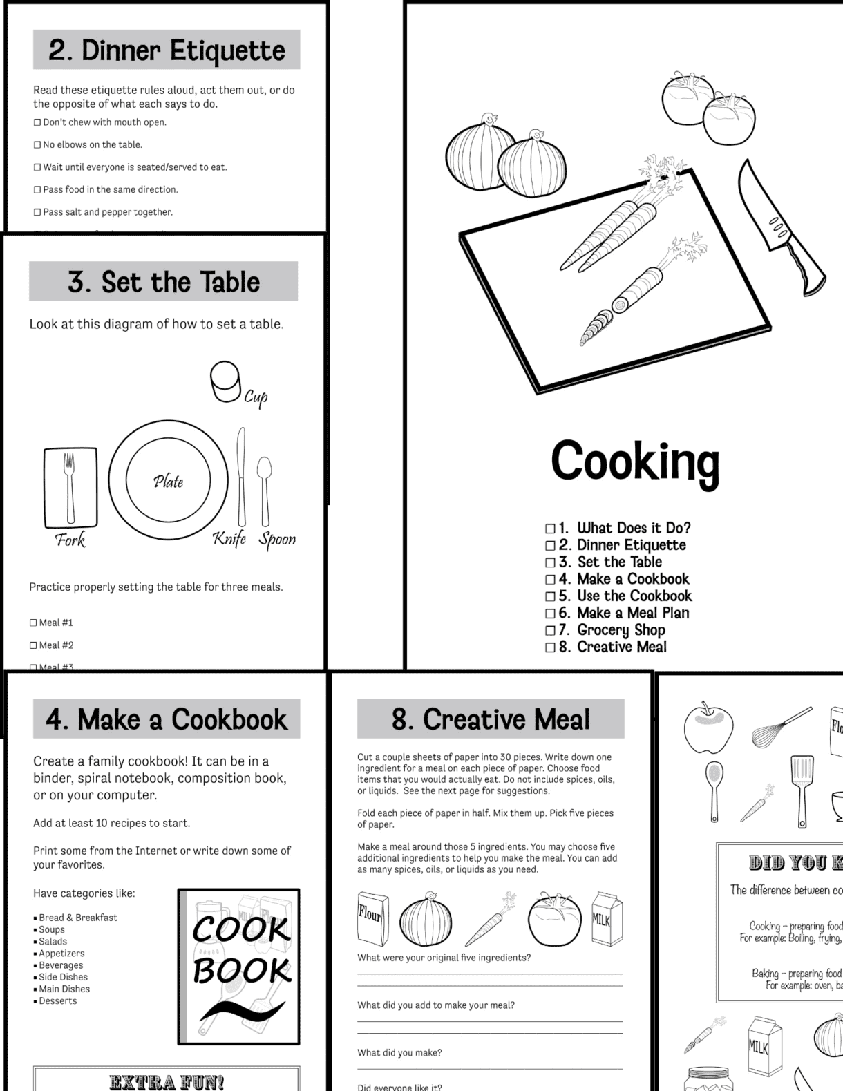 Cooking with Your Kids - Printable - Learning Activities for the Whole ...