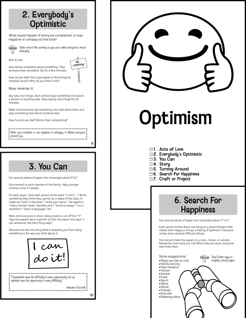 Optimism Activities - Learning to be Optimistic | Teaching in the Home