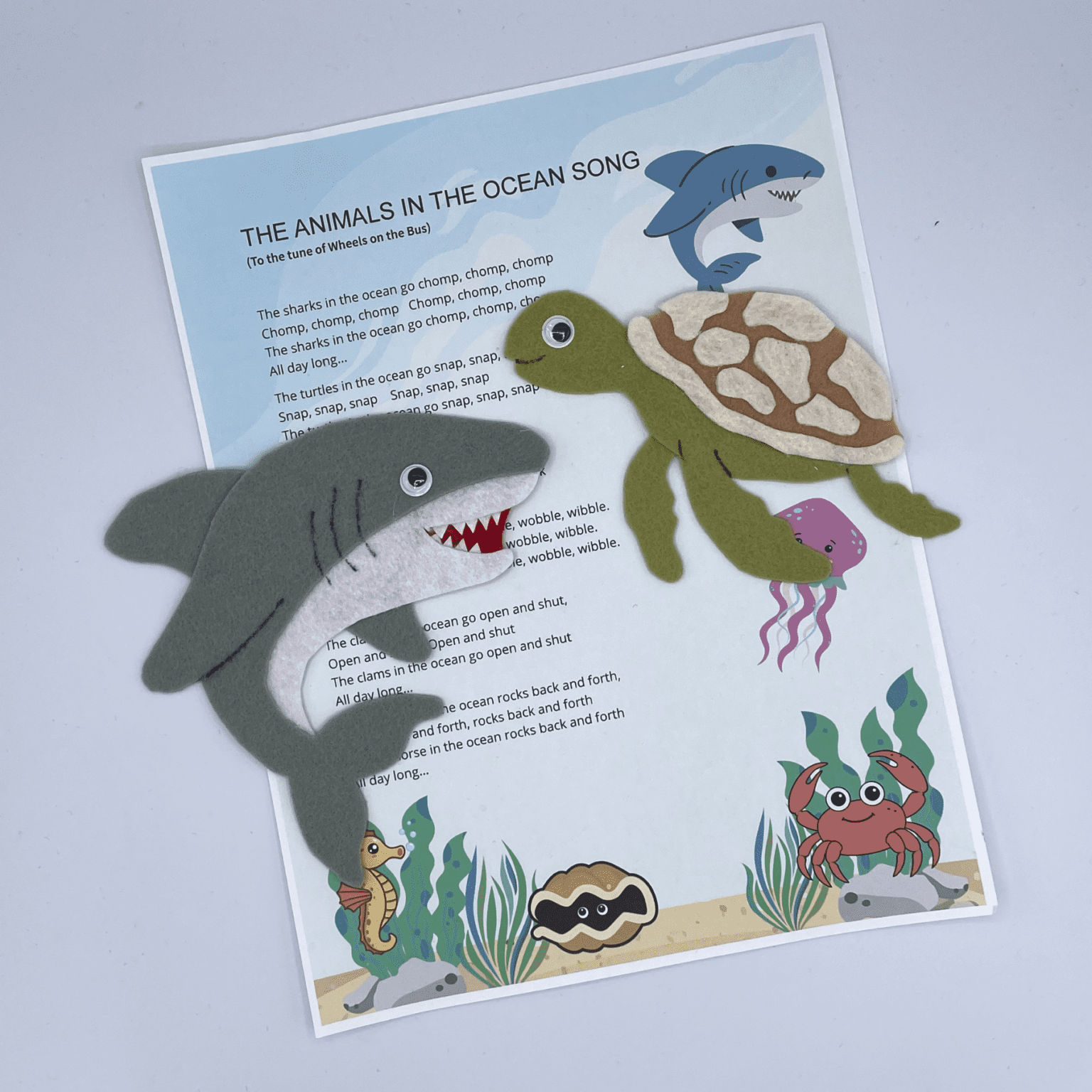 Animals in the Ocean Song Felt story Pattern for Interactive Play ...